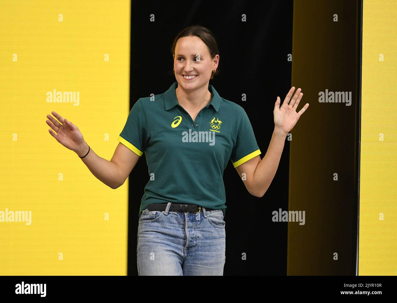 Jessica Hansen reacts as she is announced on to the Australian Swim ...