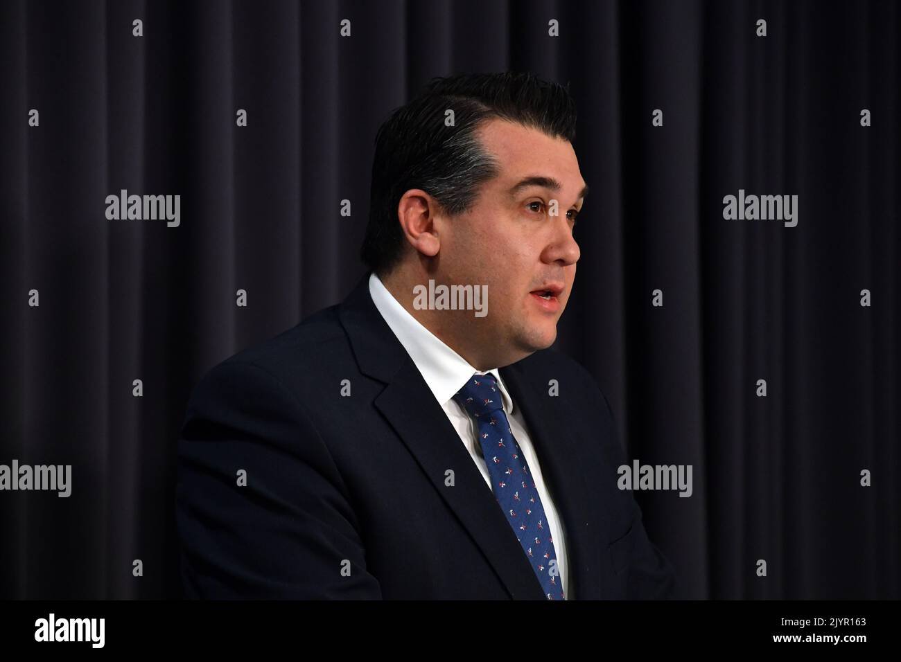 Assistant Treasurer Michael Sukkar at a press conference at Parliament ...