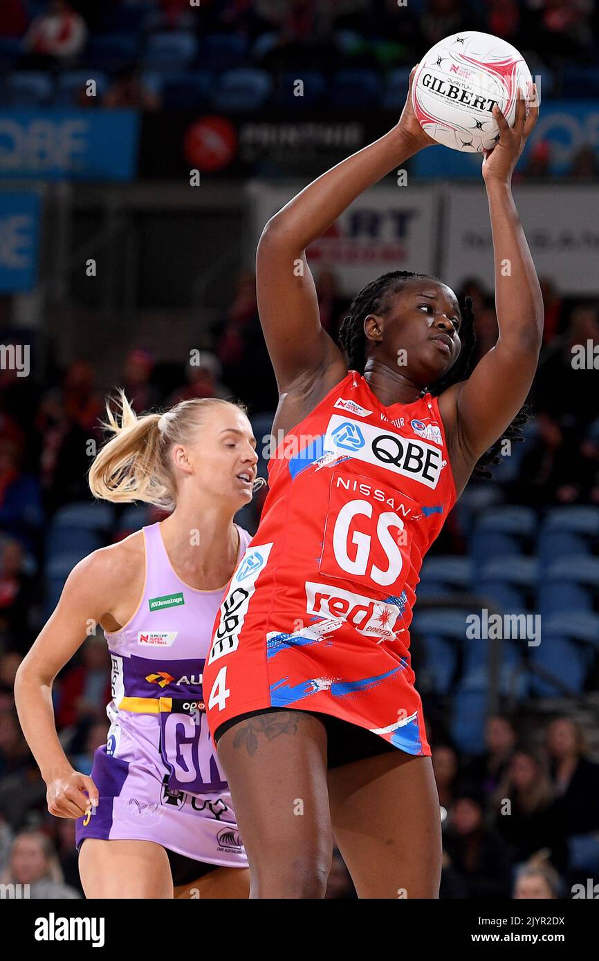 Sam Wallace of the Swifts during the Super Netball Round 8 match ...