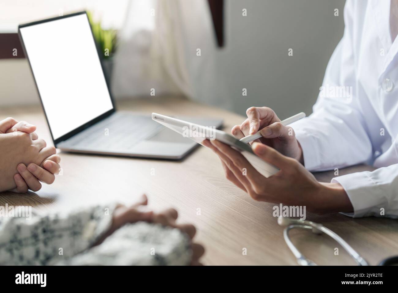 Doctor explain to patient about health care. Medicine and health care ...