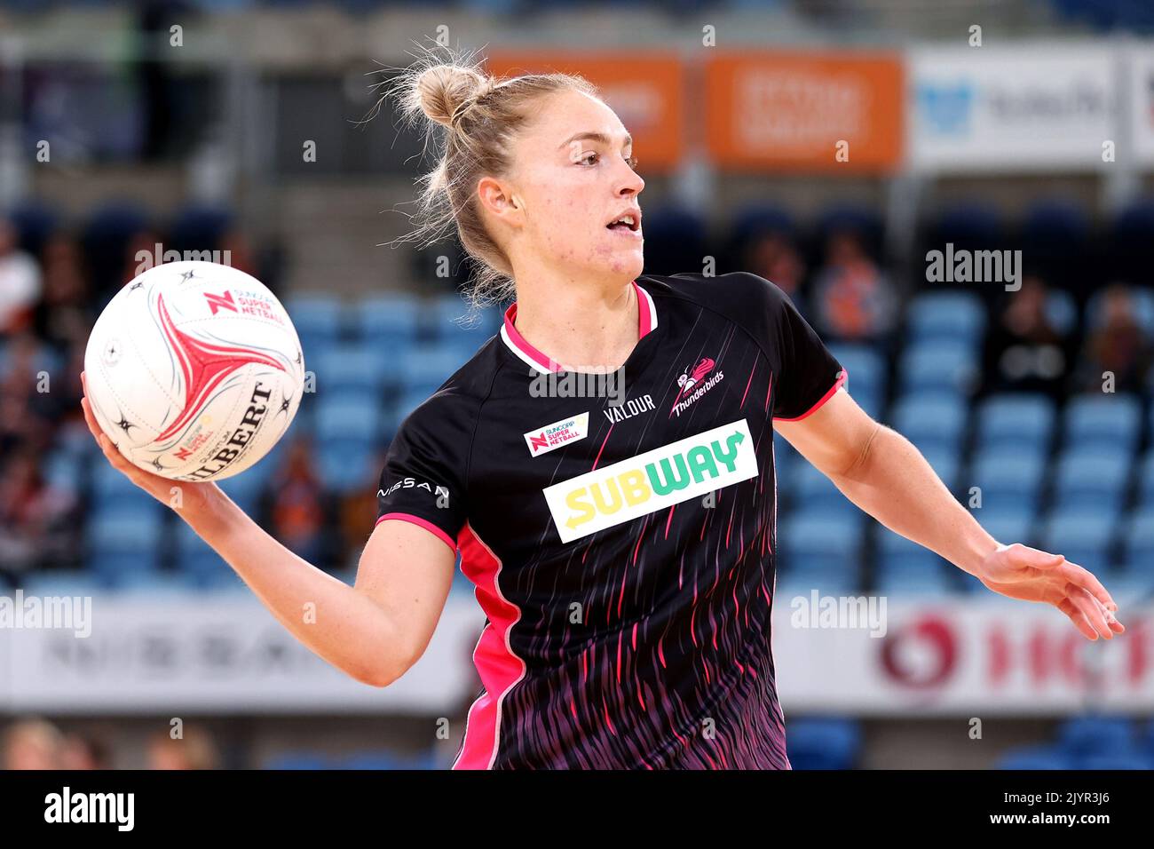 Hannah Petty of the Thunderbirds warms up prior to the Round 8 Super ...