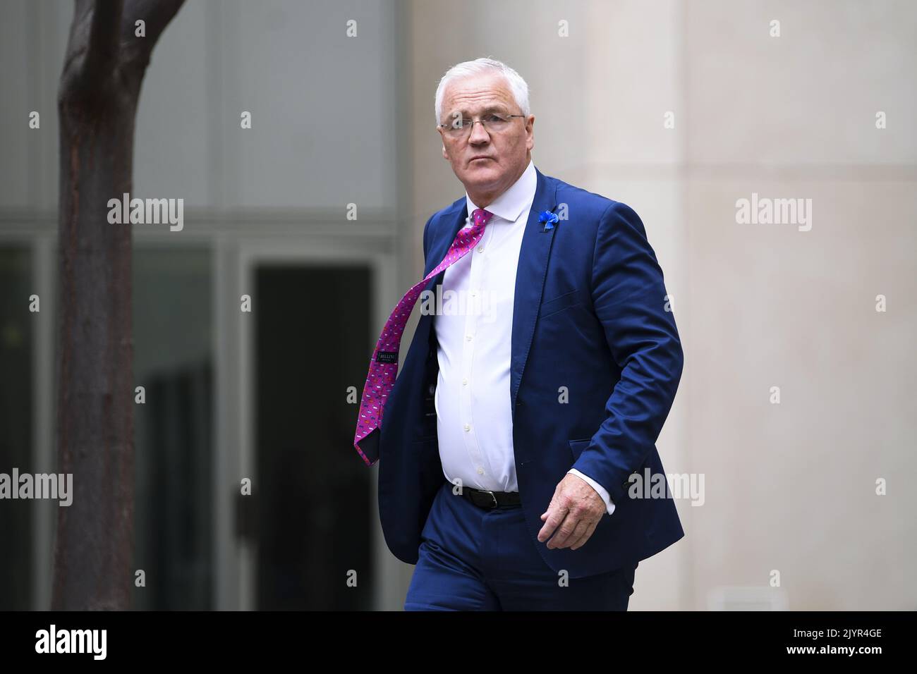 Nationals whip Damian Drum arrives to speak to the media after a ...