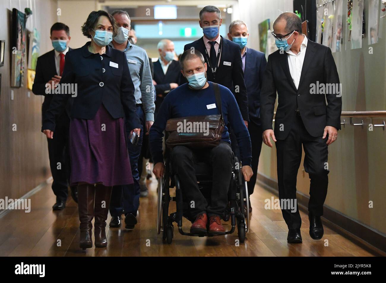 Acting Victorian Premier James Merlino (right) and Victorian Minister ...