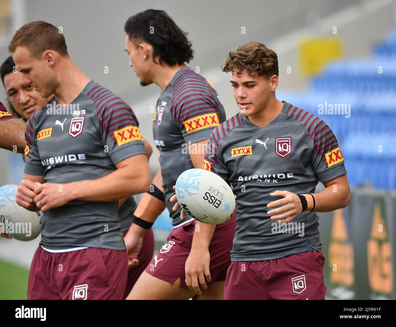 Reece Walsh (right) is seen during a Queensland Maroons State of Origin ...