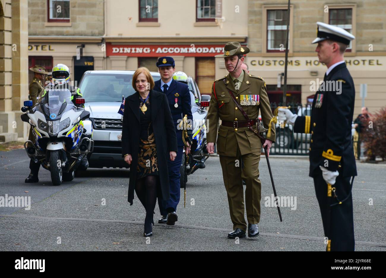 Tasmania's new Governor, HE Barbara Baker arrives at the opening of ...