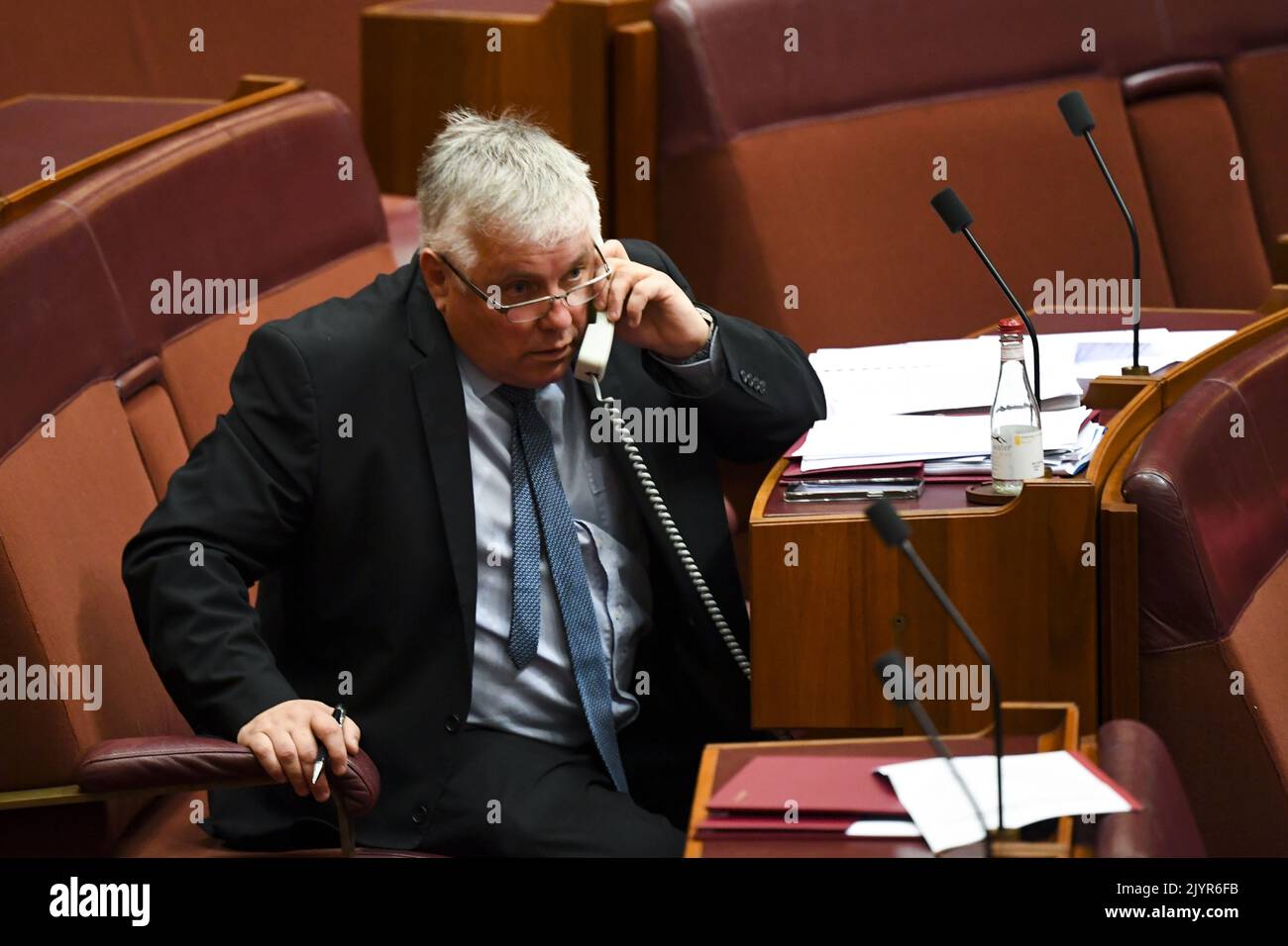 Independent Senator Rex Patrick reacts during debate in the Senate ...