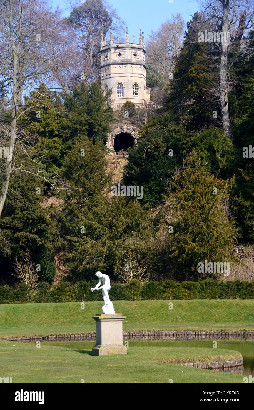 The Statue of Galen and the Octagon Tower (Folly) by Crescent Pond at ...