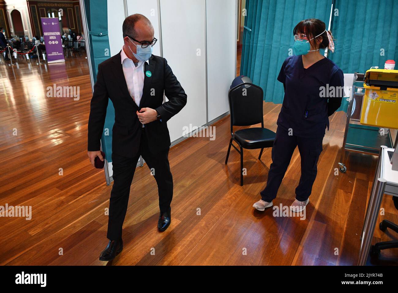 Acting Victorian Premier James Merlino departs after receiving his ...