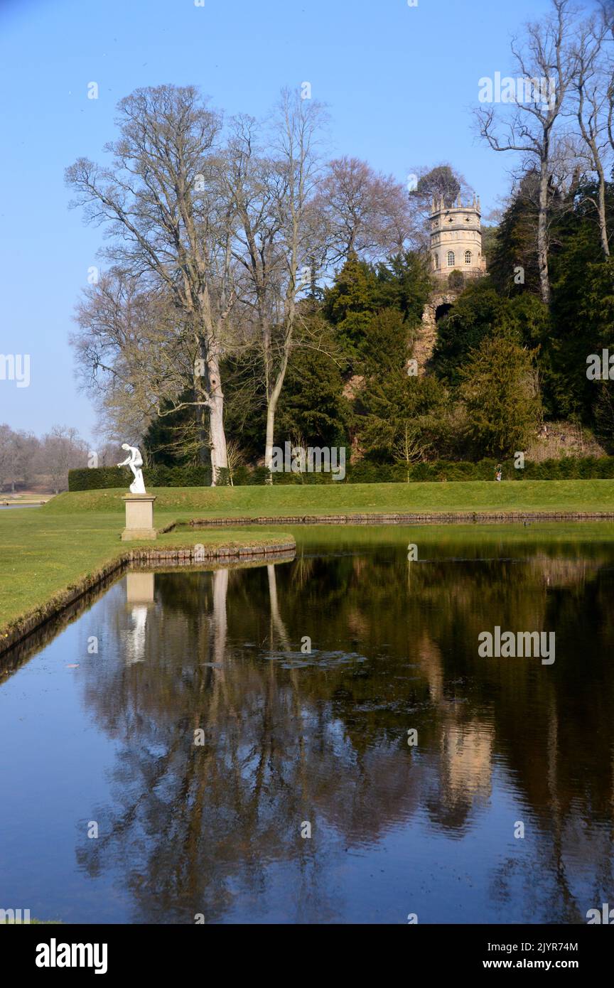 The Statue of Galen and the Octagon Tower (Folly) by Crescent Pond at ...