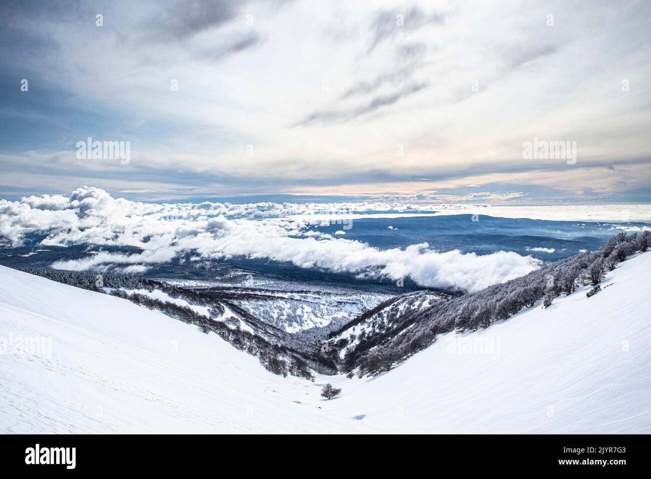 Snow-covered ridges of Mont Ventoux, Regional Nature Park, Vaucluse ...