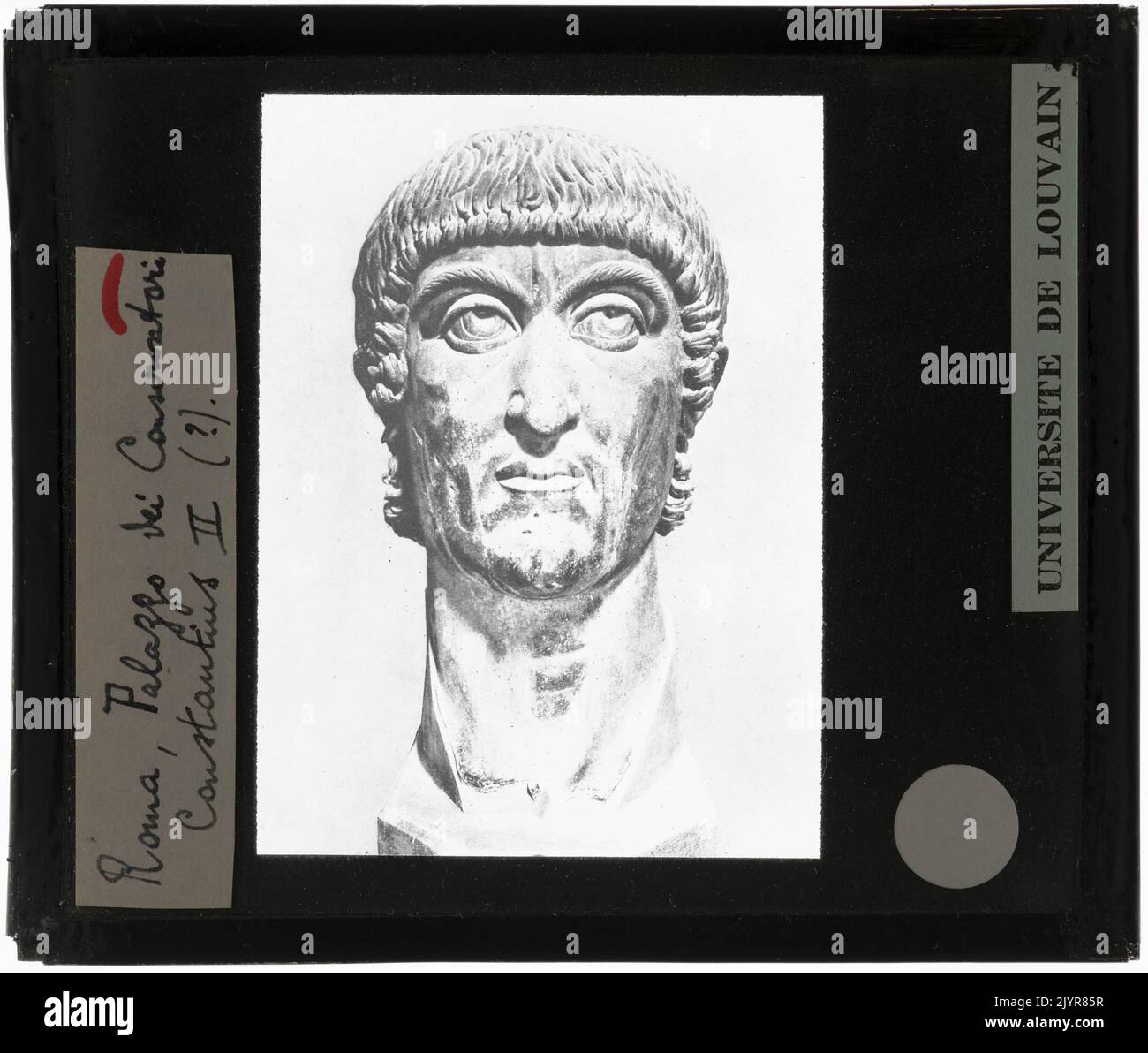 This portrait head captures the subject in a front-facing view ...