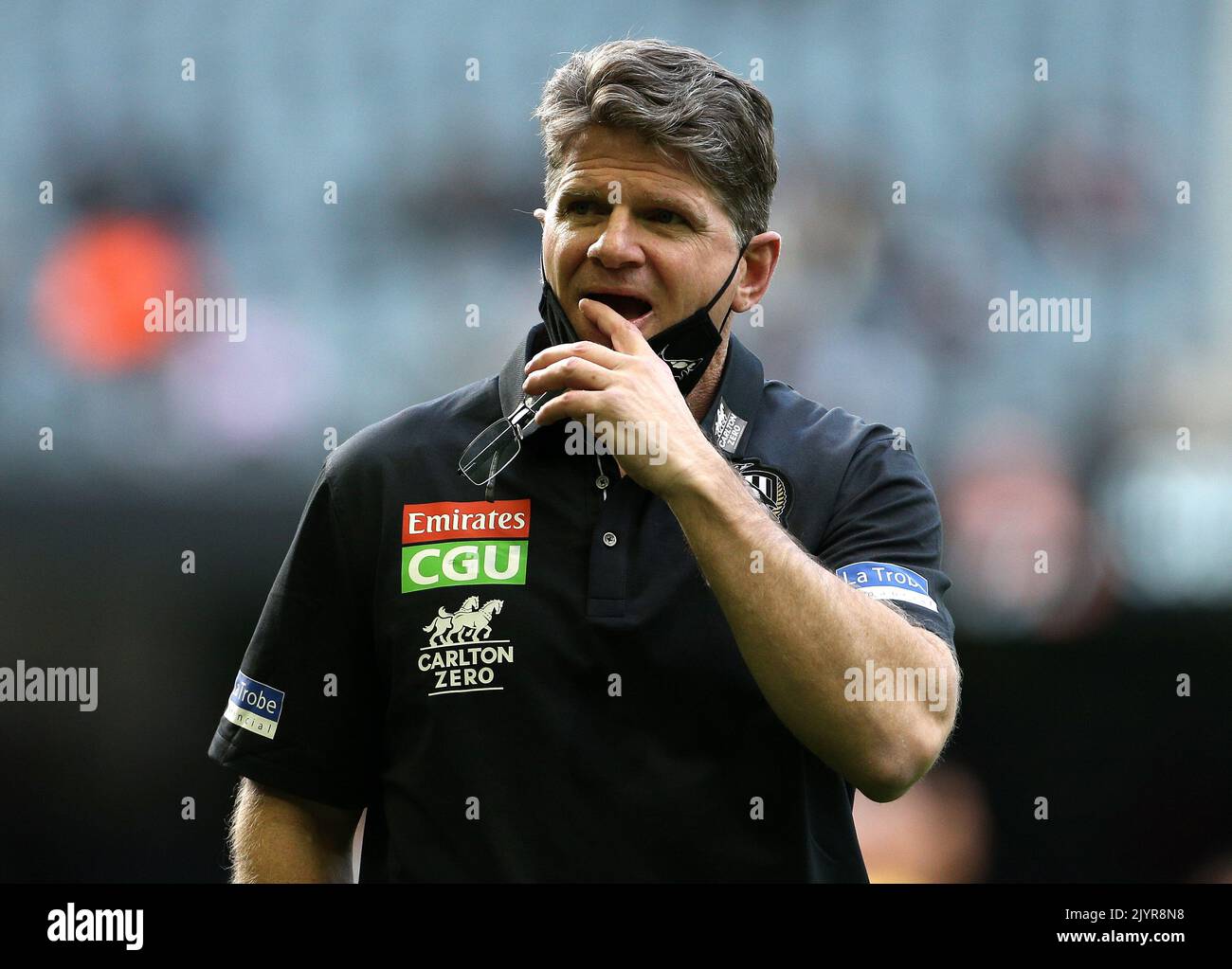 Robert Harvey coach of the Magpies during the AFL Round 15 match ...