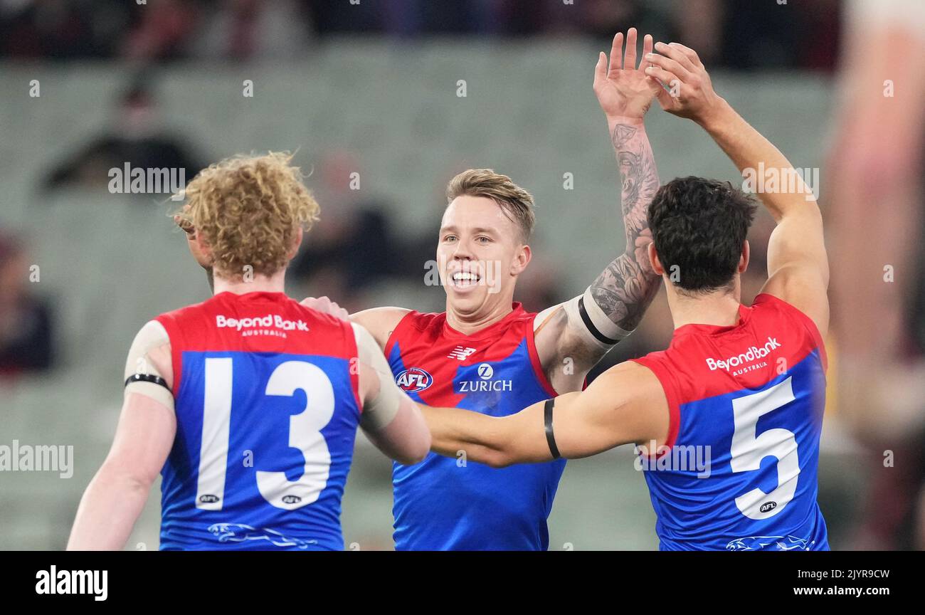 James Harmes of the Demons celebrates after kicking a goal during the ...