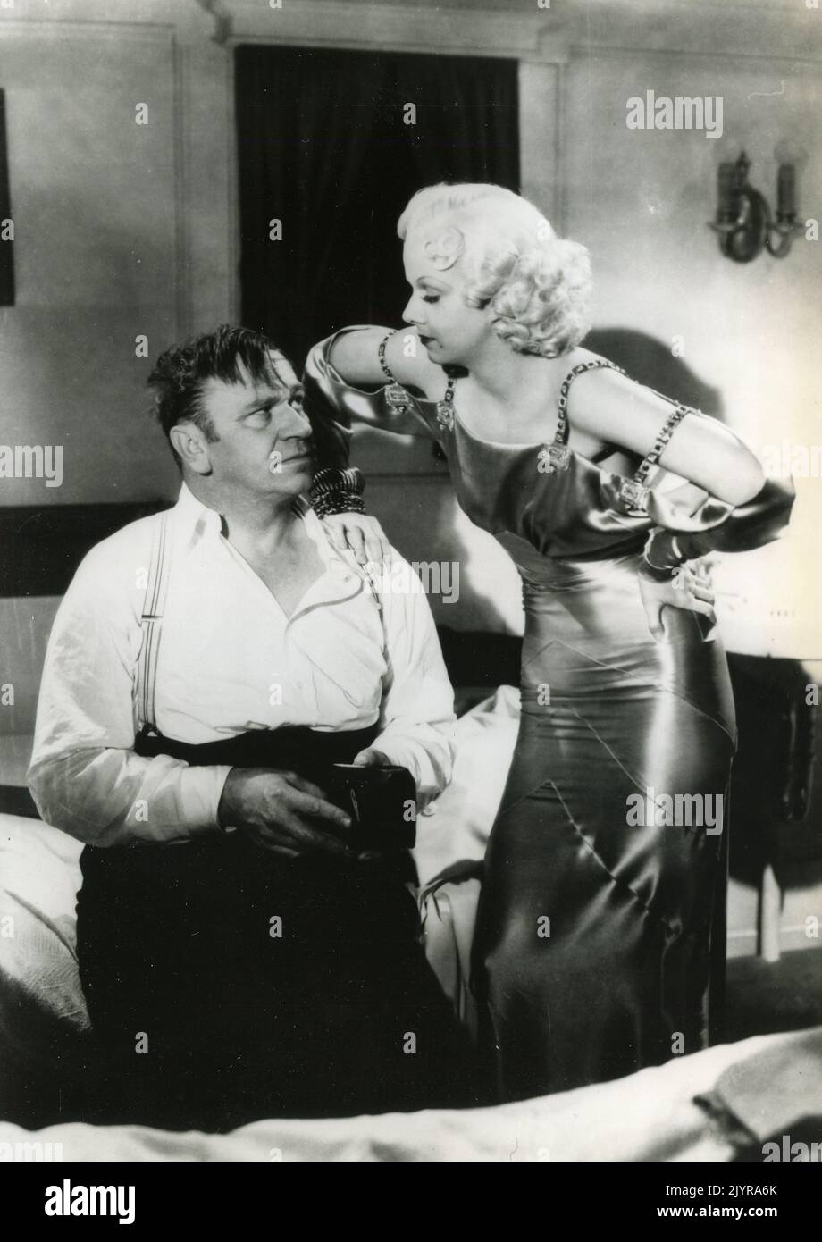 Actor Wallace Beery and actress Jean Harlow in the movie China Seas ...