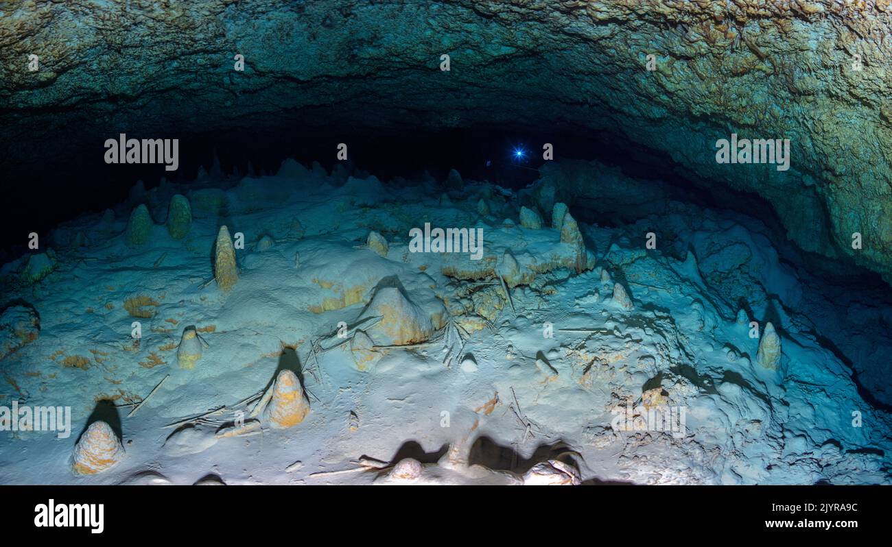 Underwater cave panoramic view. A 267 million pixel panoramic view to ...