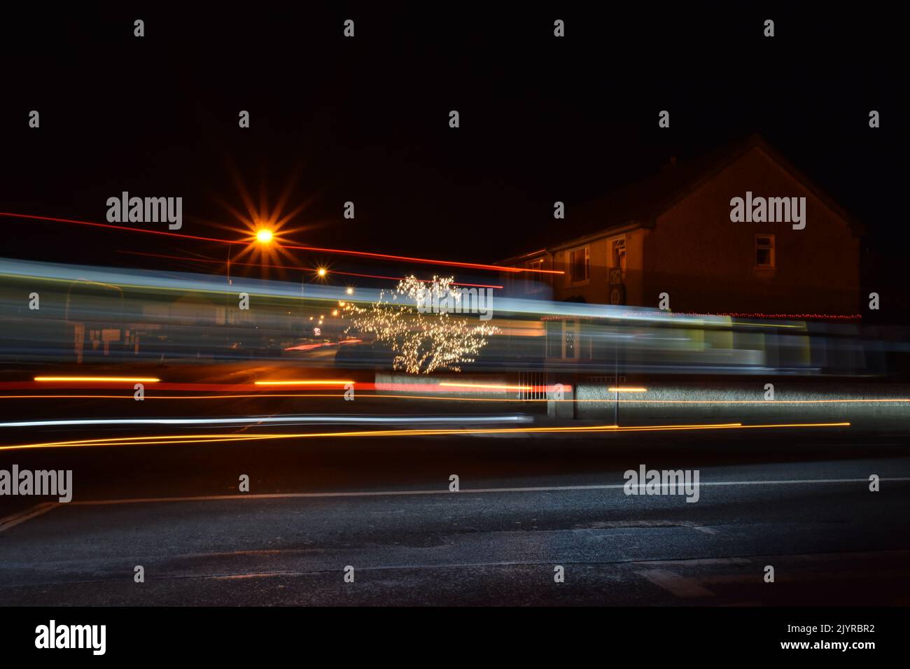 Car light trails on Larchfield street, Kilkenny, Ireland Stock Photo - Alamy