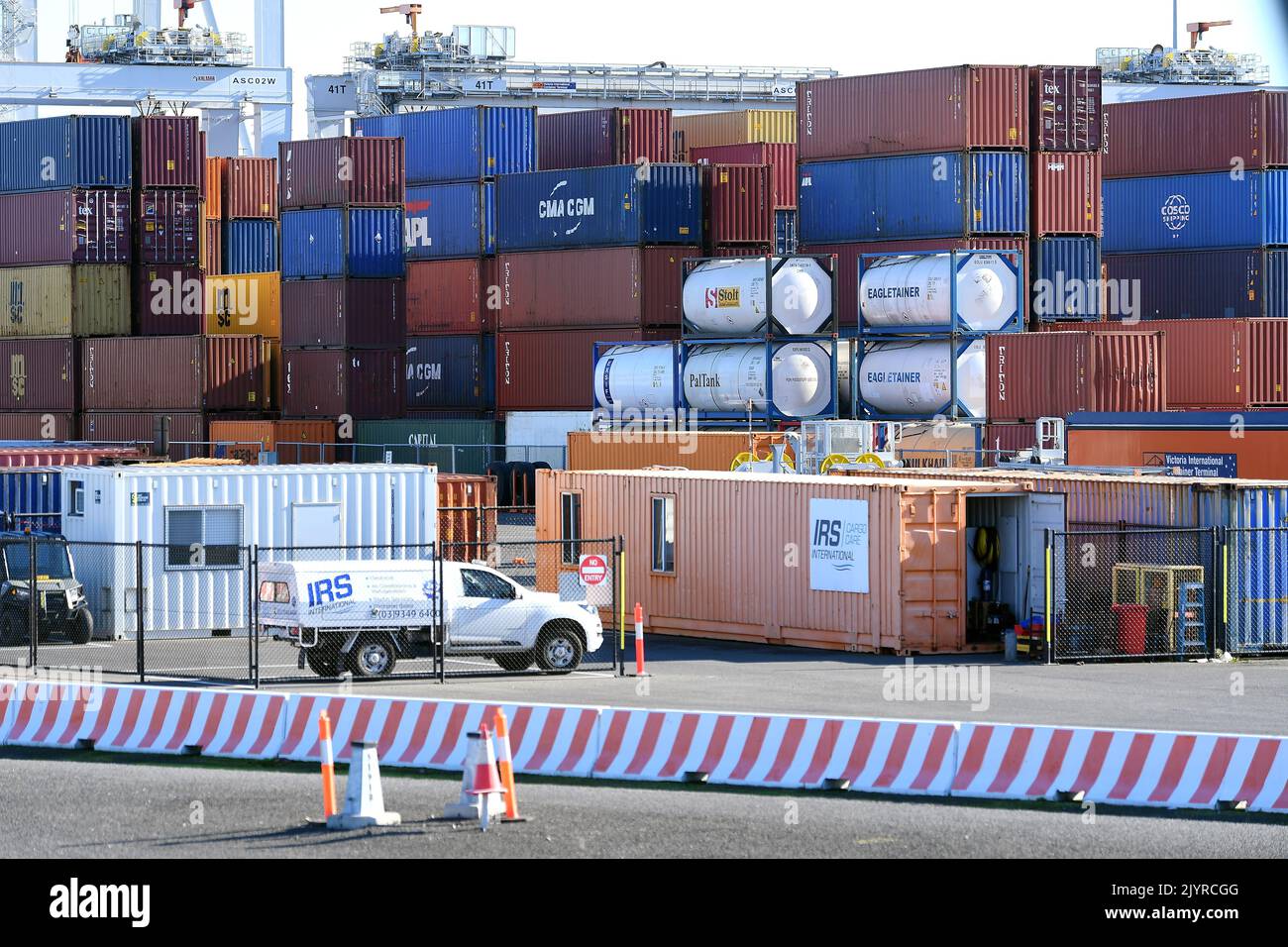 Infrastructure and shipping containers are seen at the Victoria ...