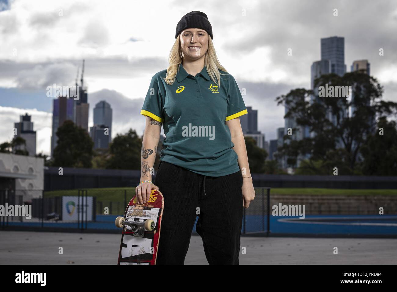 Australian Olympic Skateboarder Hayley Wilson poses for a photograph ...