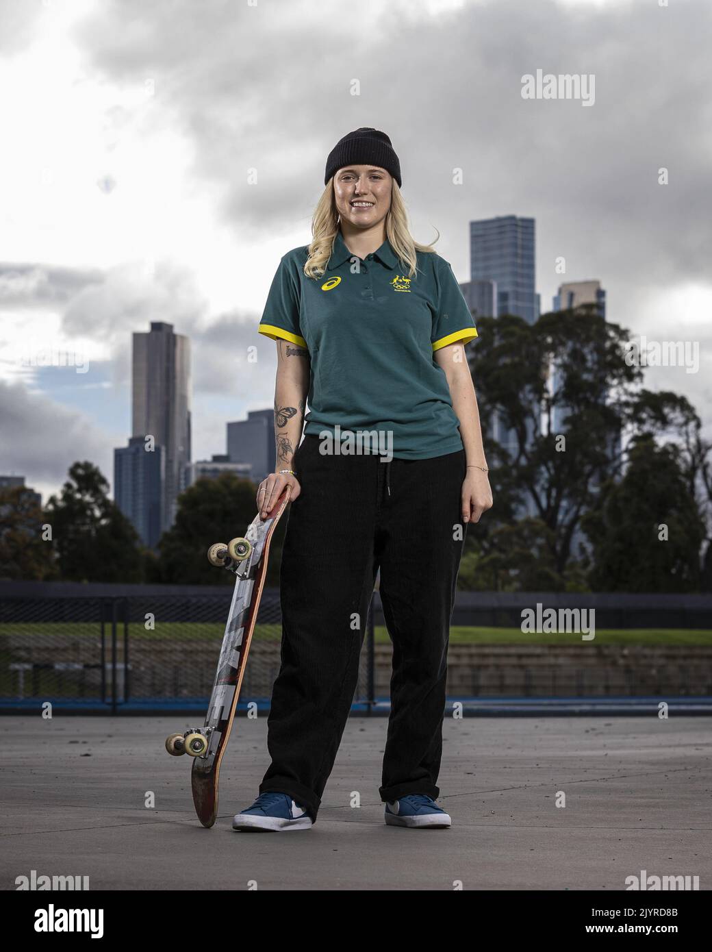 Australian Olympic Skateboarder Hayley Wilson poses for a photograph ...