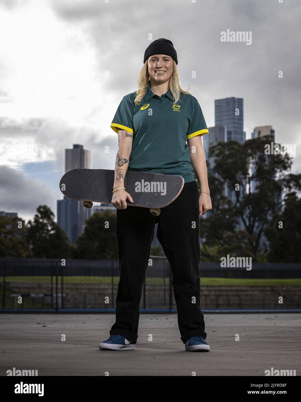Australian Olympic Skateboarder Hayley Wilson poses for a photograph ...