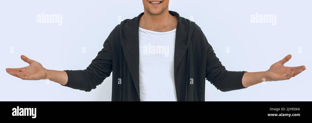 friendly handsome guy on white background Stock Photo - Alamy