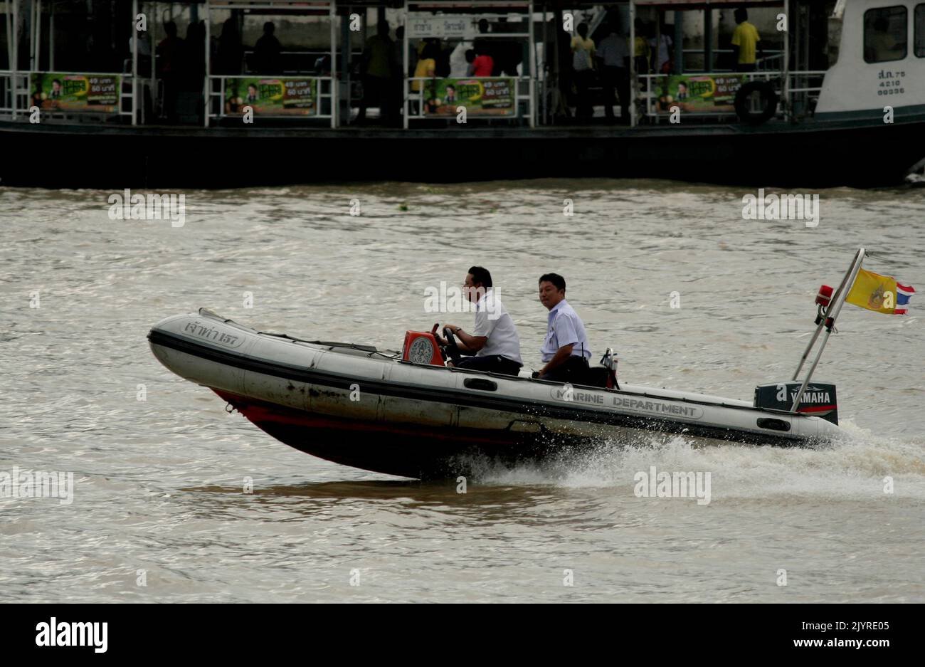 BANGKOK,THAILAND-JULY 07,2008:Marine Department Officers on a Boat ...