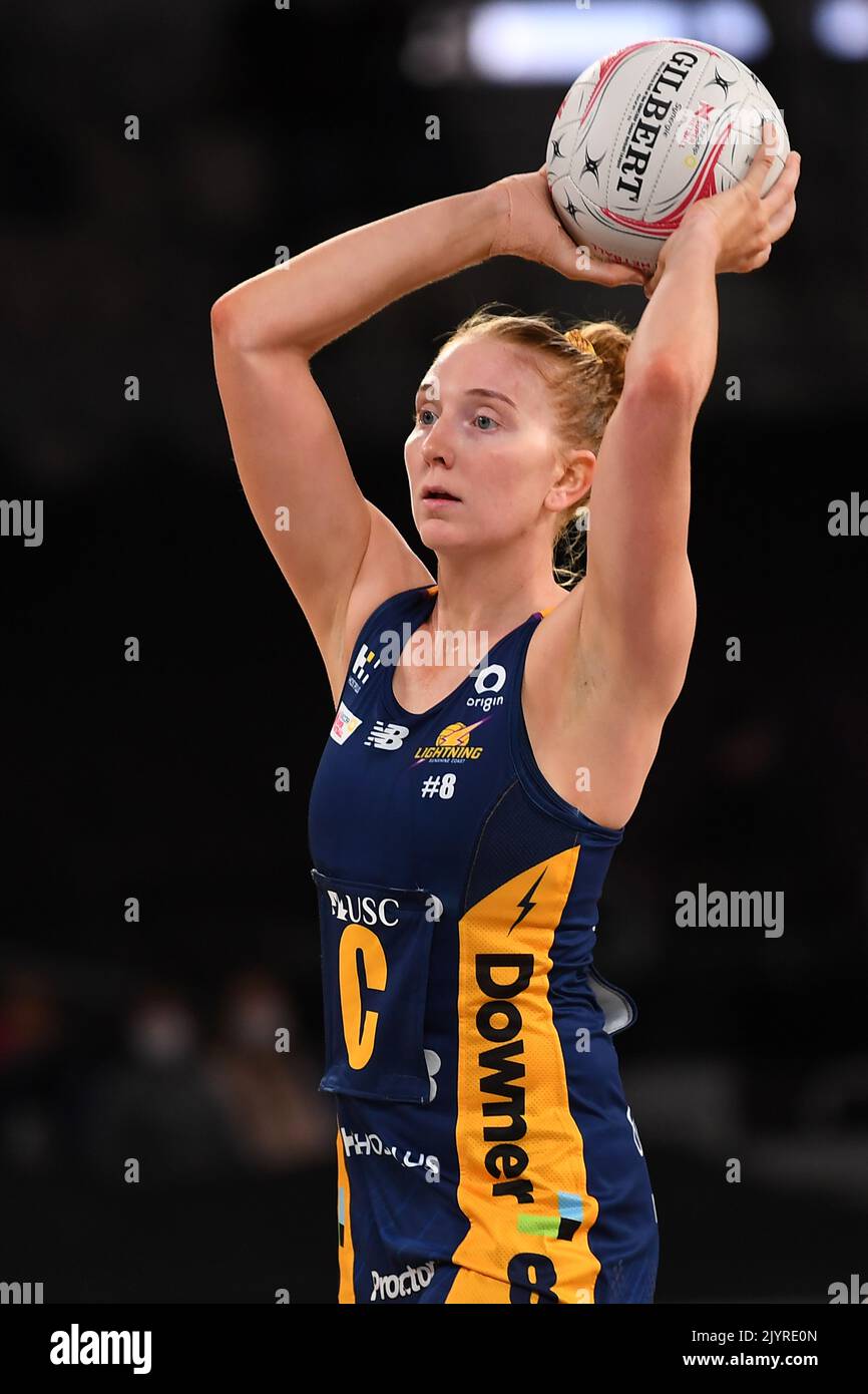 Maddy Mcmauliffe of the Lightning passes the ball during the Super ...