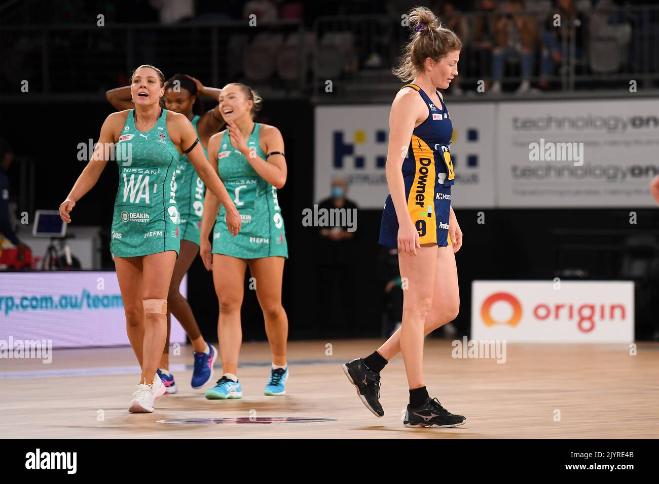 Karla Pretorius of the Lightning (right) looks dejected after being ...