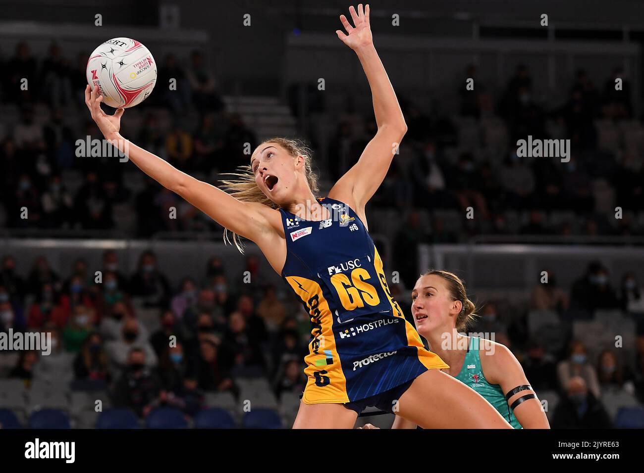 Cara Koenen of the Lightning in action during the Super Netball Round 9 ...