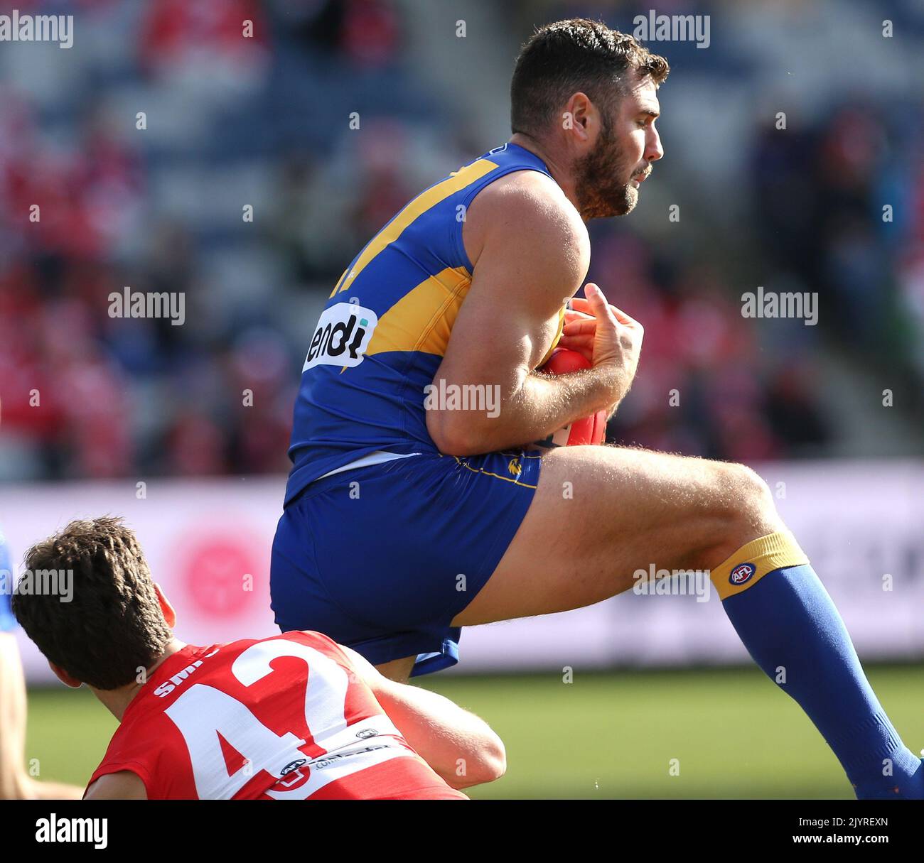 Jack Darling of the Eagles marks during the Round 16 AFL match between ...