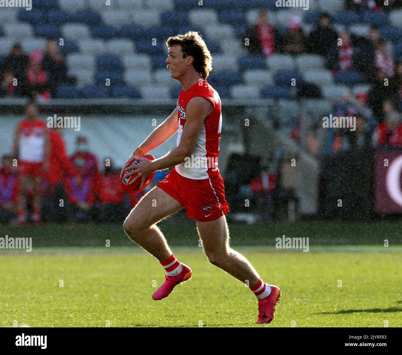 Nick Blakey of the Swans runs forward during the Round 16 AFL match ...