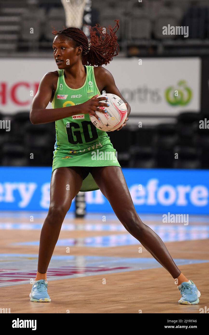 Sunday Aryang of the Fever in action during the Round 9 Super Netball ...