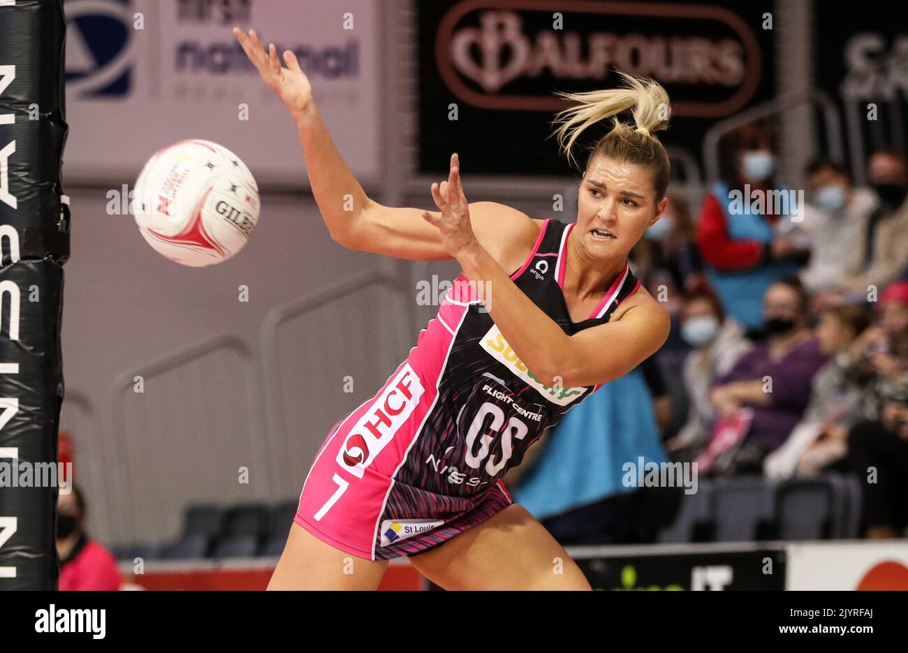 Lenize Potgieter of the Thunderbirds attempts to keep the ball in play ...