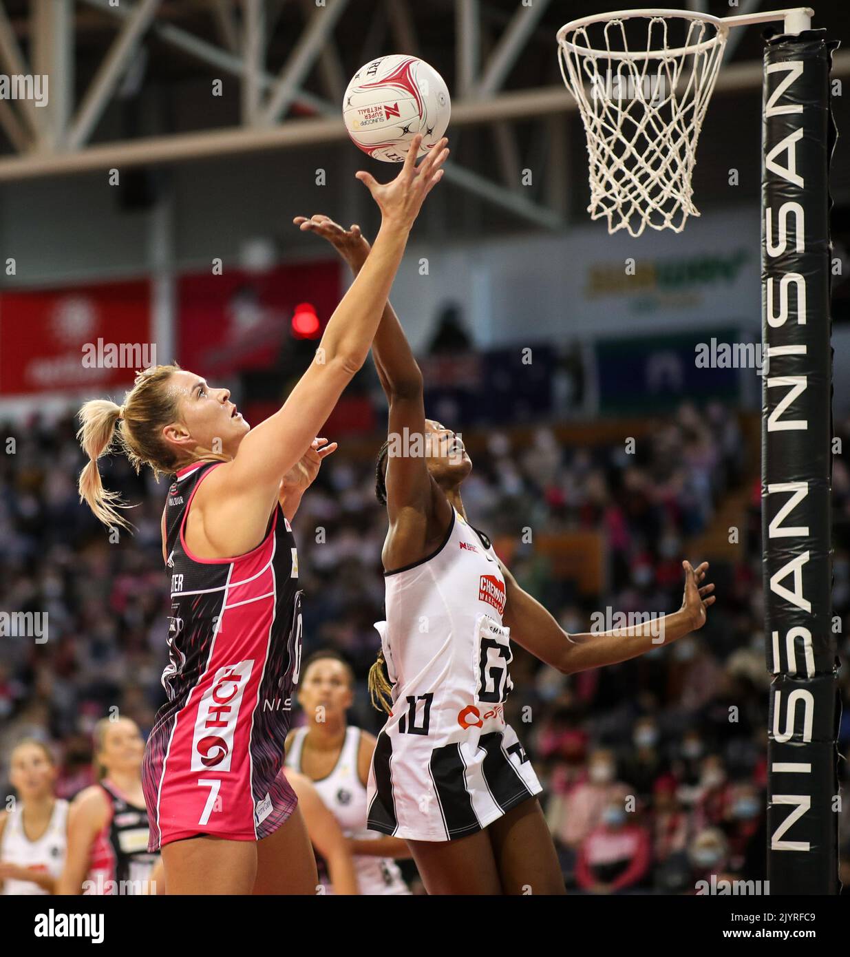 Lenize Potgieter of the Thunderbirds clashes with Jodi-Ann Ward of the ...