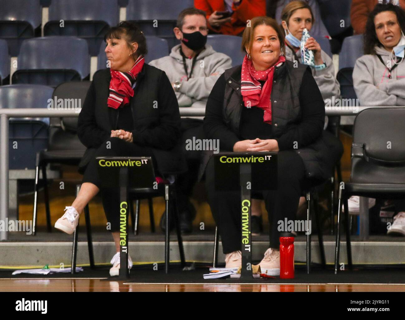 Thunderbirds assistant coach Cathy Fellows with Head coach Tania Obst ...