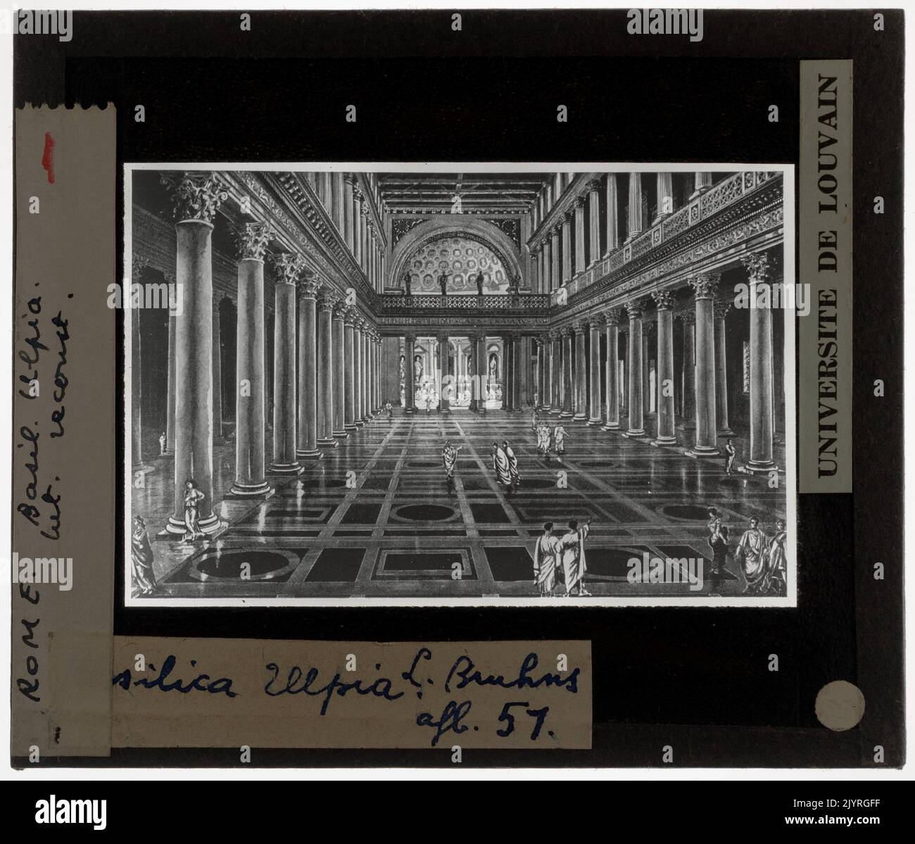 This reconstruction drawing depicts the interior of the Basilica Ulpia ...