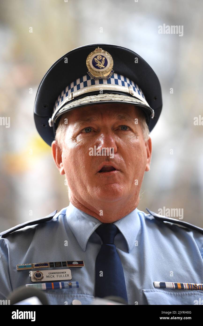NSW Police Commissioner Mick Fuller addresses media during a press ...