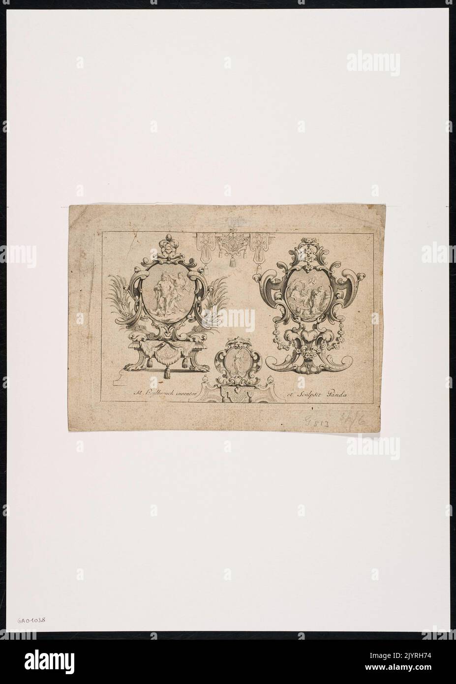 Three bronze medallions are displayed on a pedestal, each depicting ...