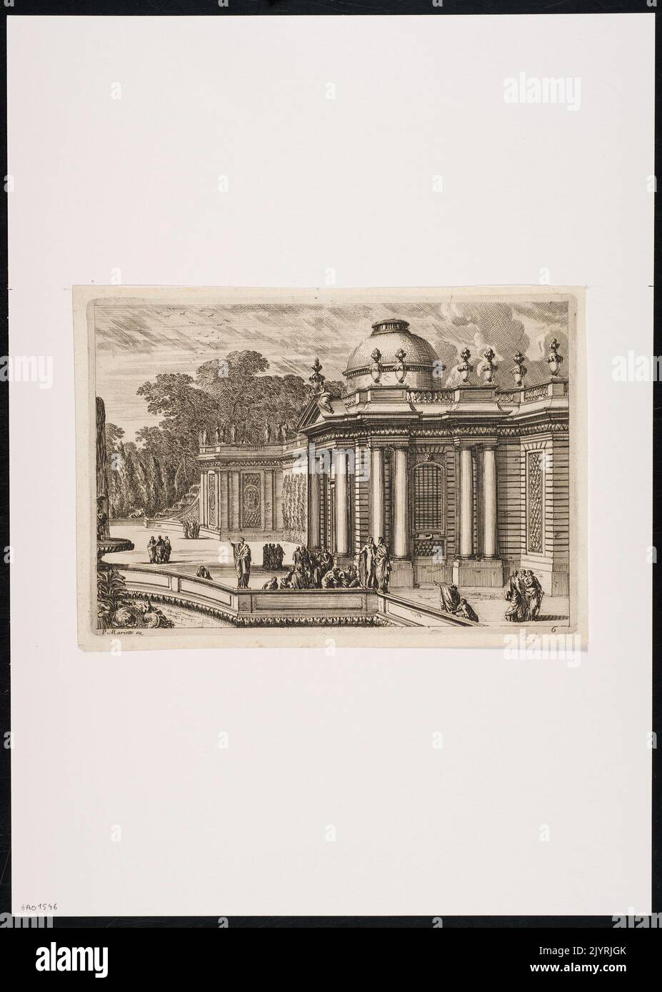 This image depicts a palace set amidst a well-maintained garden. A few ...