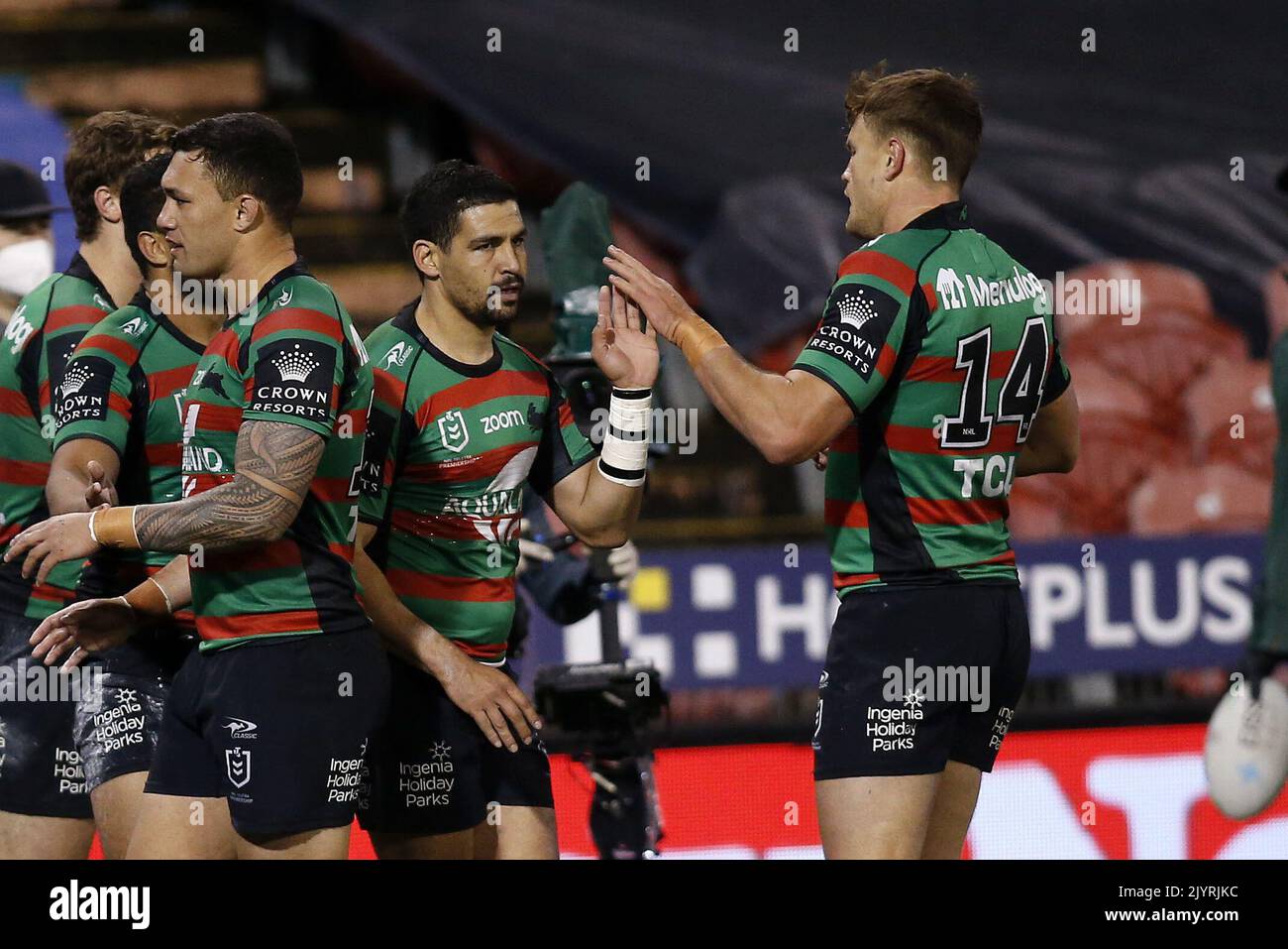 Cody Walker and Liam Knight during the Round 17 NRL match between the ...