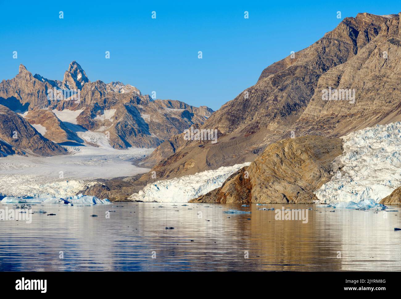 Karale glacier in the Sermiligaaq Fjord. Ammassalik region in the north ...