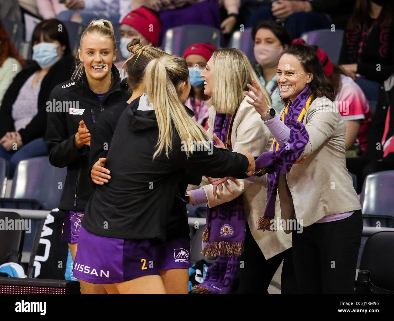 Lara Dunkley, Gretel Bueta and Megan Anderson, head coach of the ...