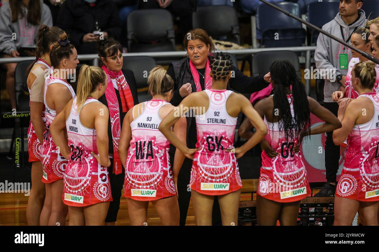 Adelaide Thunderbirds head coach Tania Obst during the Round 10 Super ...