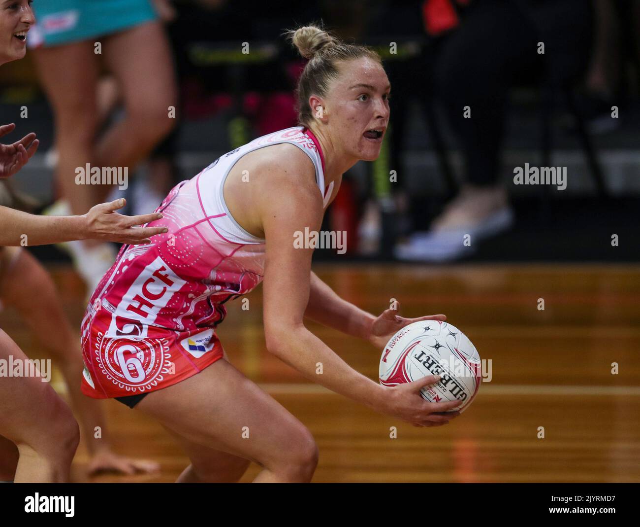 Hannah Petty of the Thunderbirds during the Round 10 Super Netball ...
