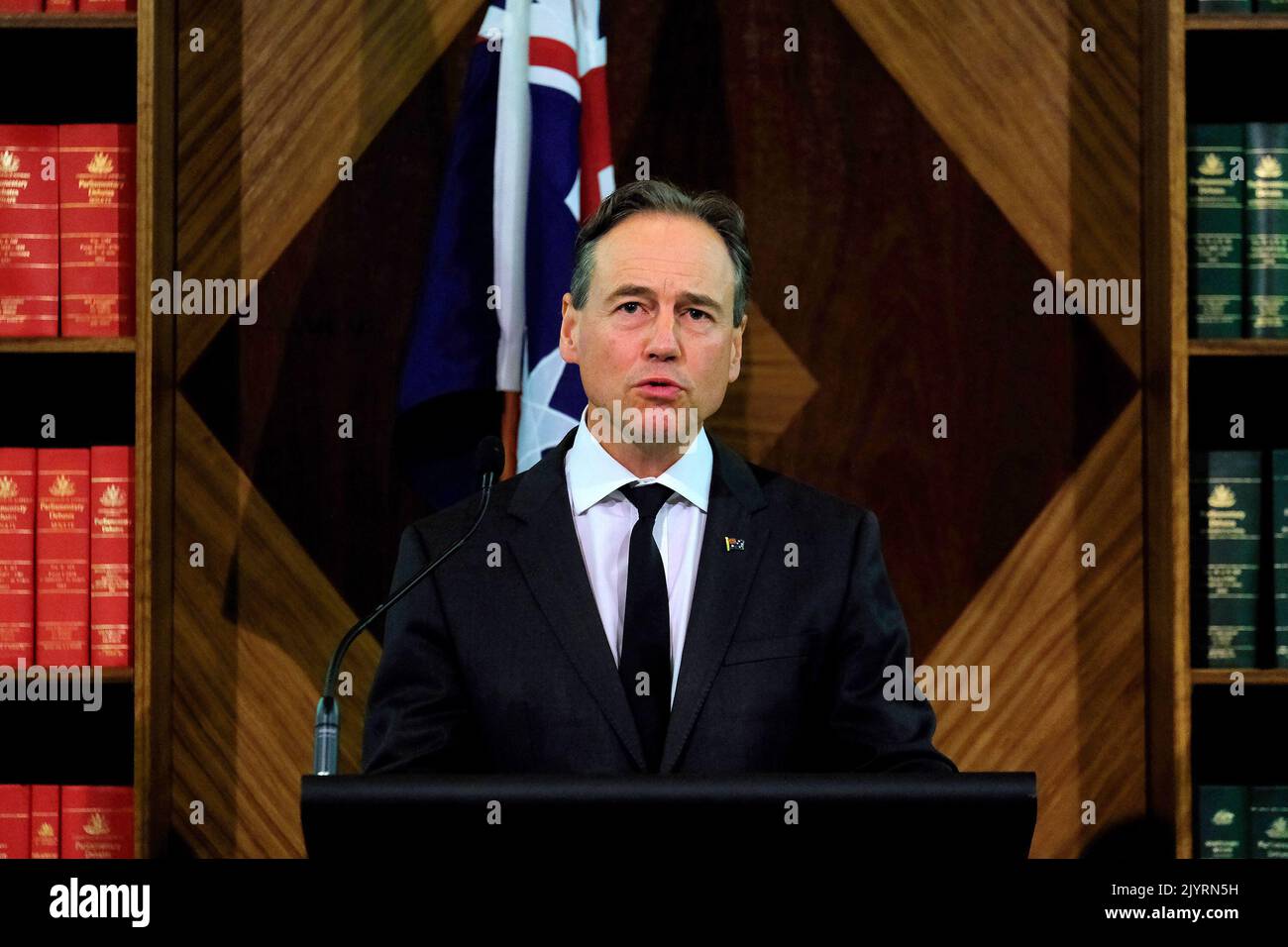 Health Minister Greg Hunt speaks to the media during a press conference ...