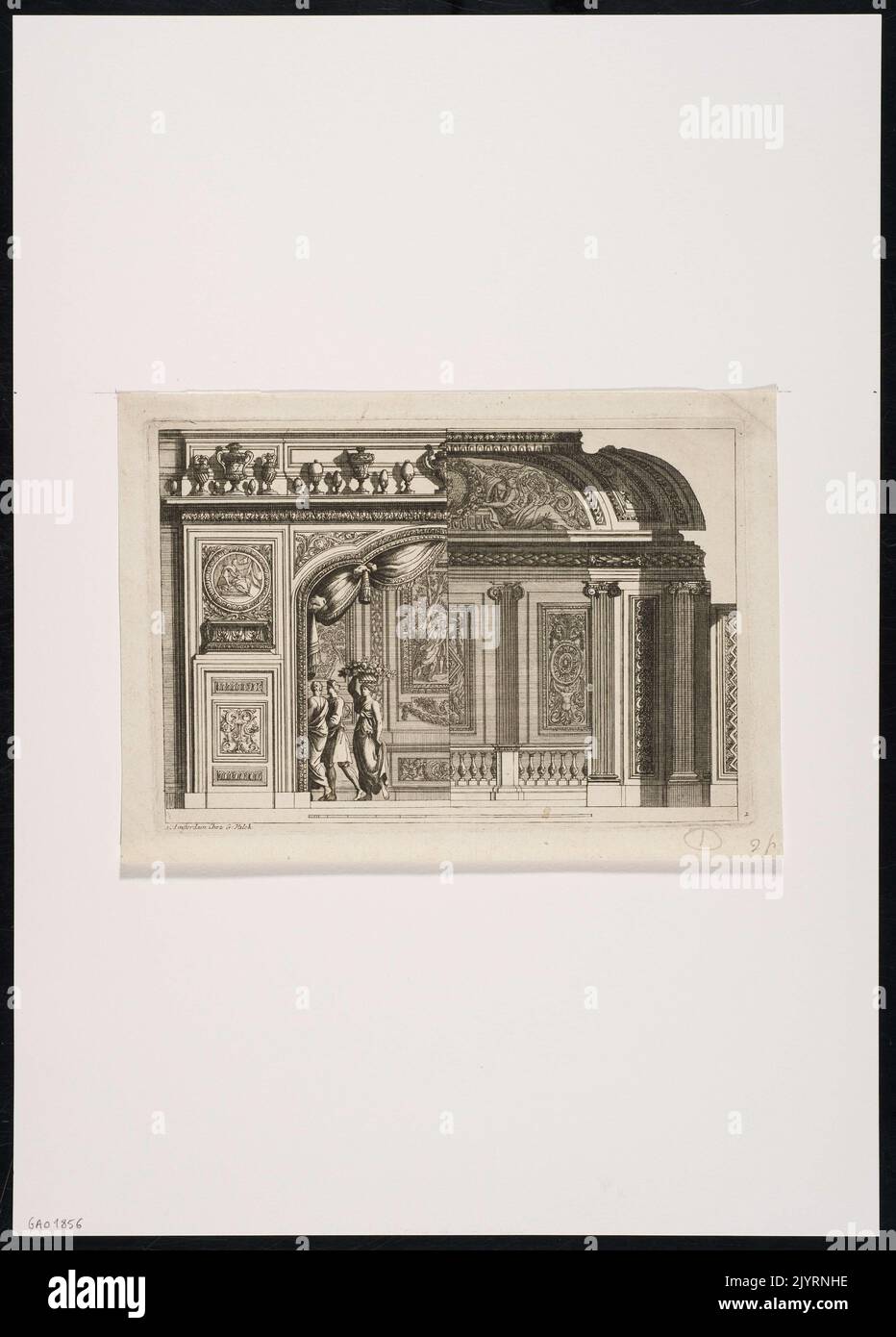 An alcove features illustrated panels, flanked by Ionian columns ...