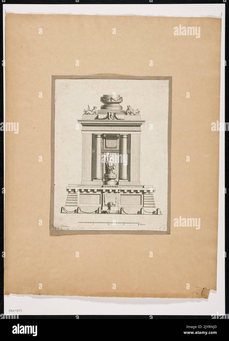 This fountain, designed with an architectural framework, incorporates ...