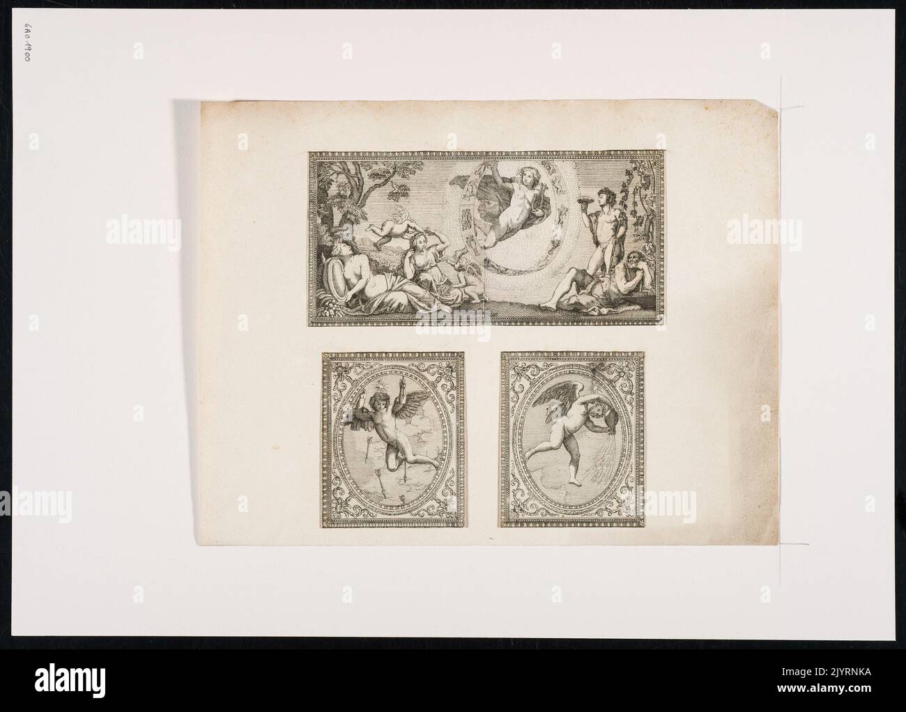 This artwork features three mythological performances displayed within ...