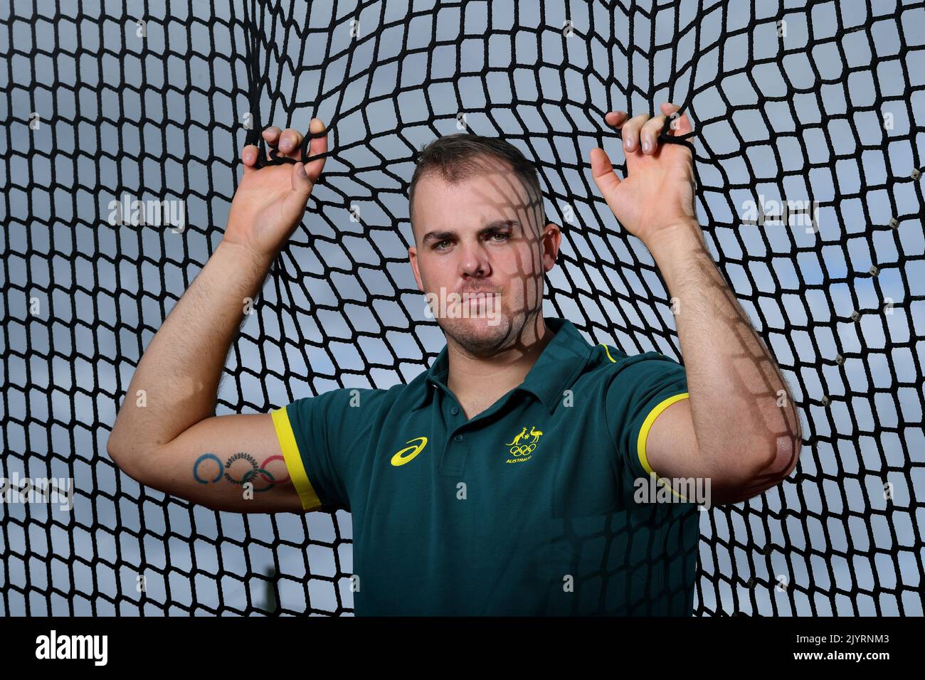 Discus thrower Matthew Denny is seen posing for a photograph at Barlow ...