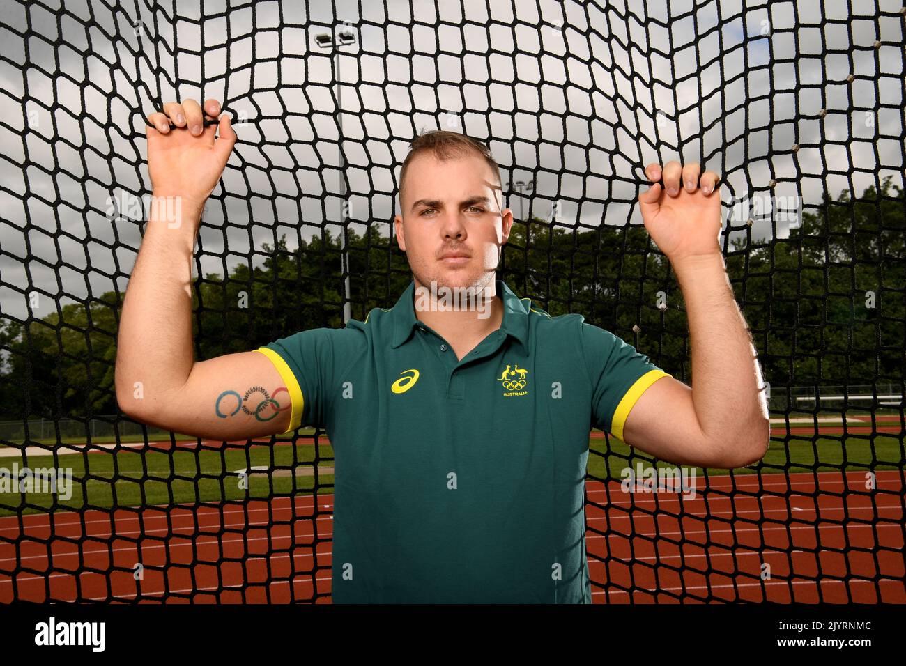 Discus thrower Matthew Denny is seen posing for a photograph at Barlow ...